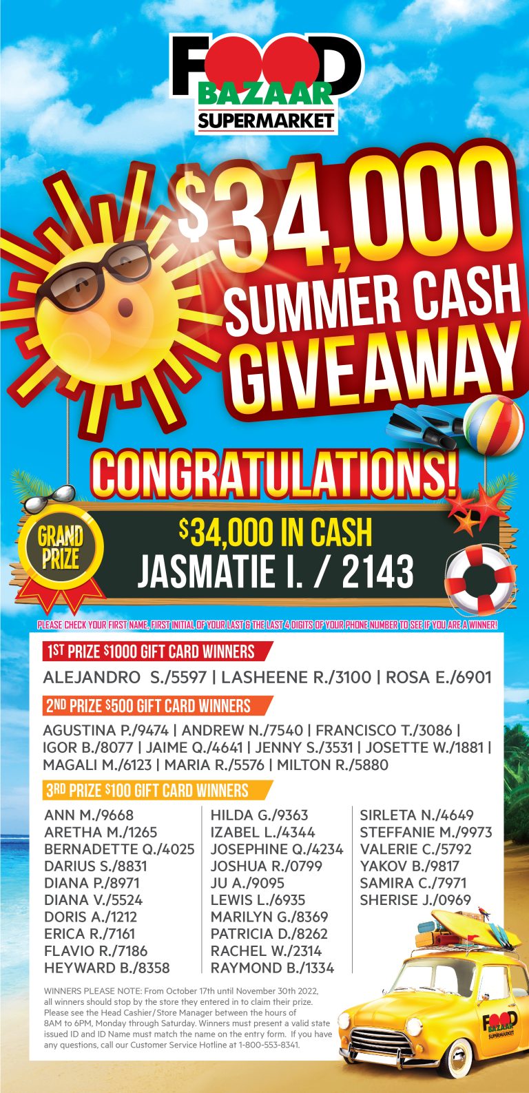 34k Summer Cash Giveaway | Food Bazaar Supermarket