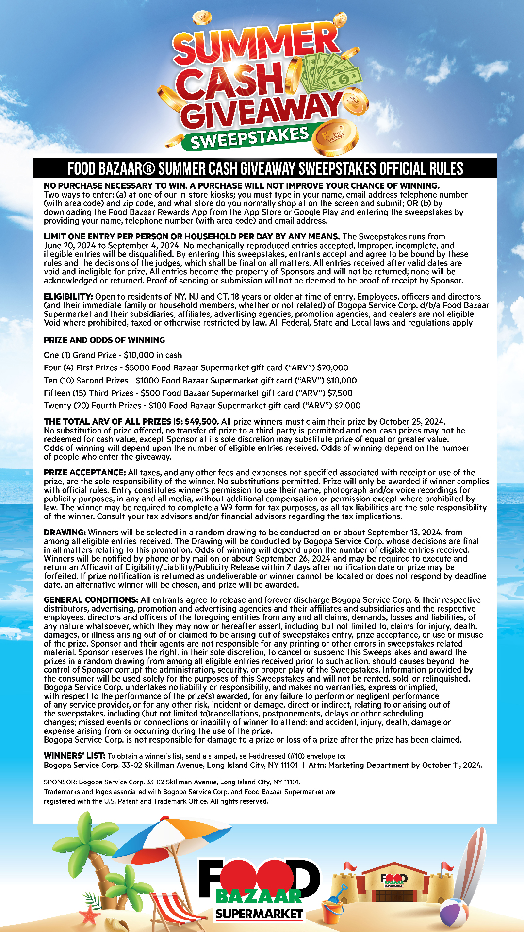 Summer Cash Giveaway | Food Bazaar Supermarket